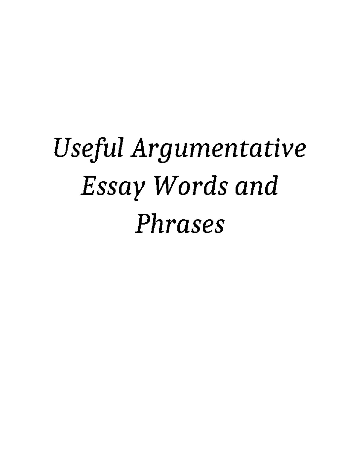 Argumentative Essay Signposting Words & Phrases Guide - Studocu