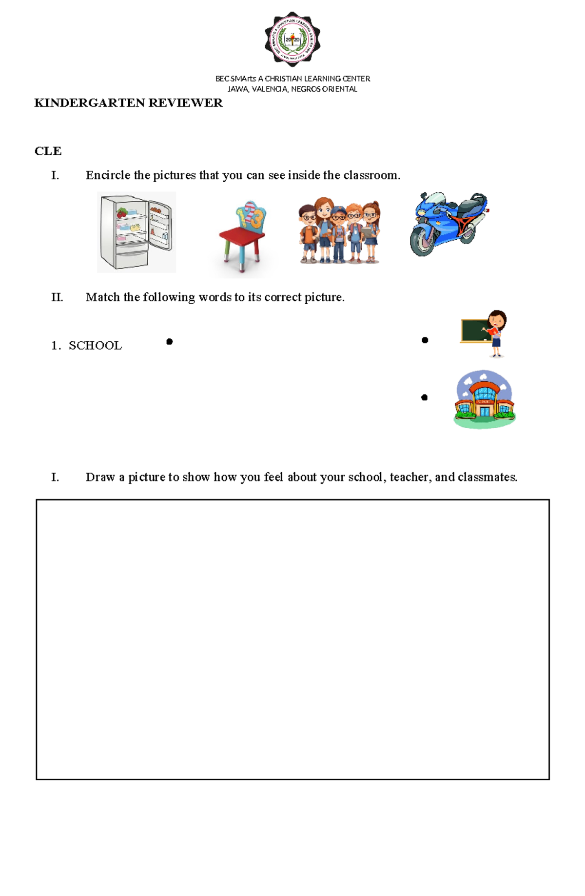 Kindergarten Reviewer - JAWA, VALENCIA, NEGROS ORIENTAL KINDERGARTEN ...