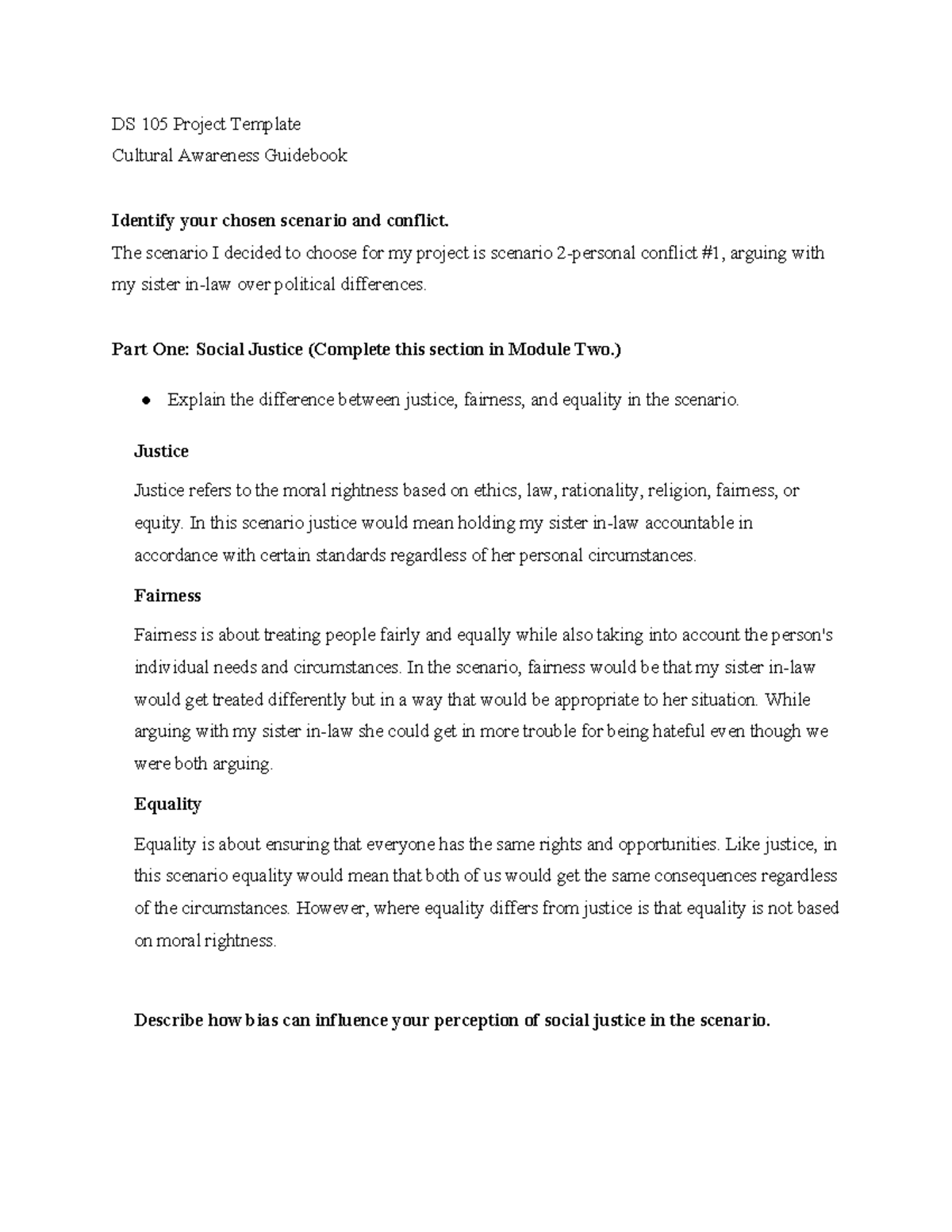 Cultural Awareness & Social Justice: Project Draft DS 105 Module 2 ...