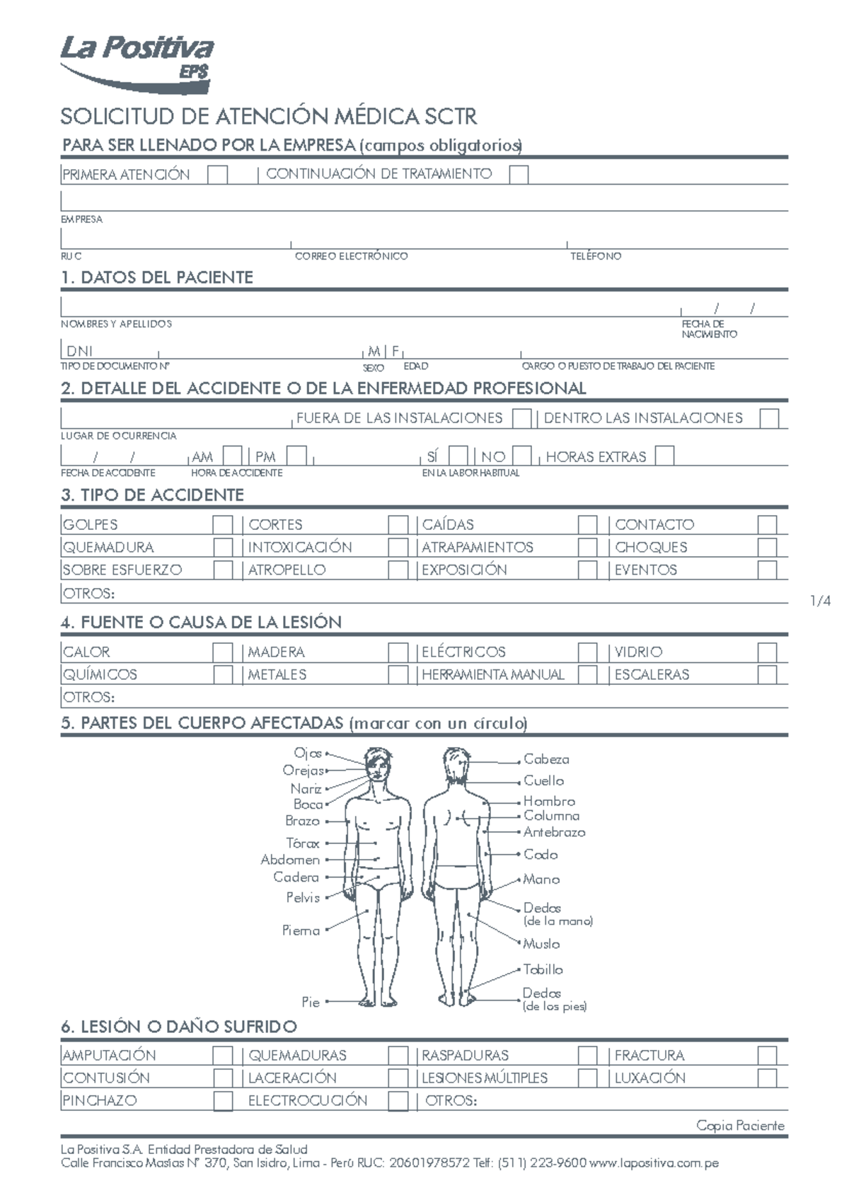 Solicitud de Atención Médica SCTR - Formato Oficial - Studocu