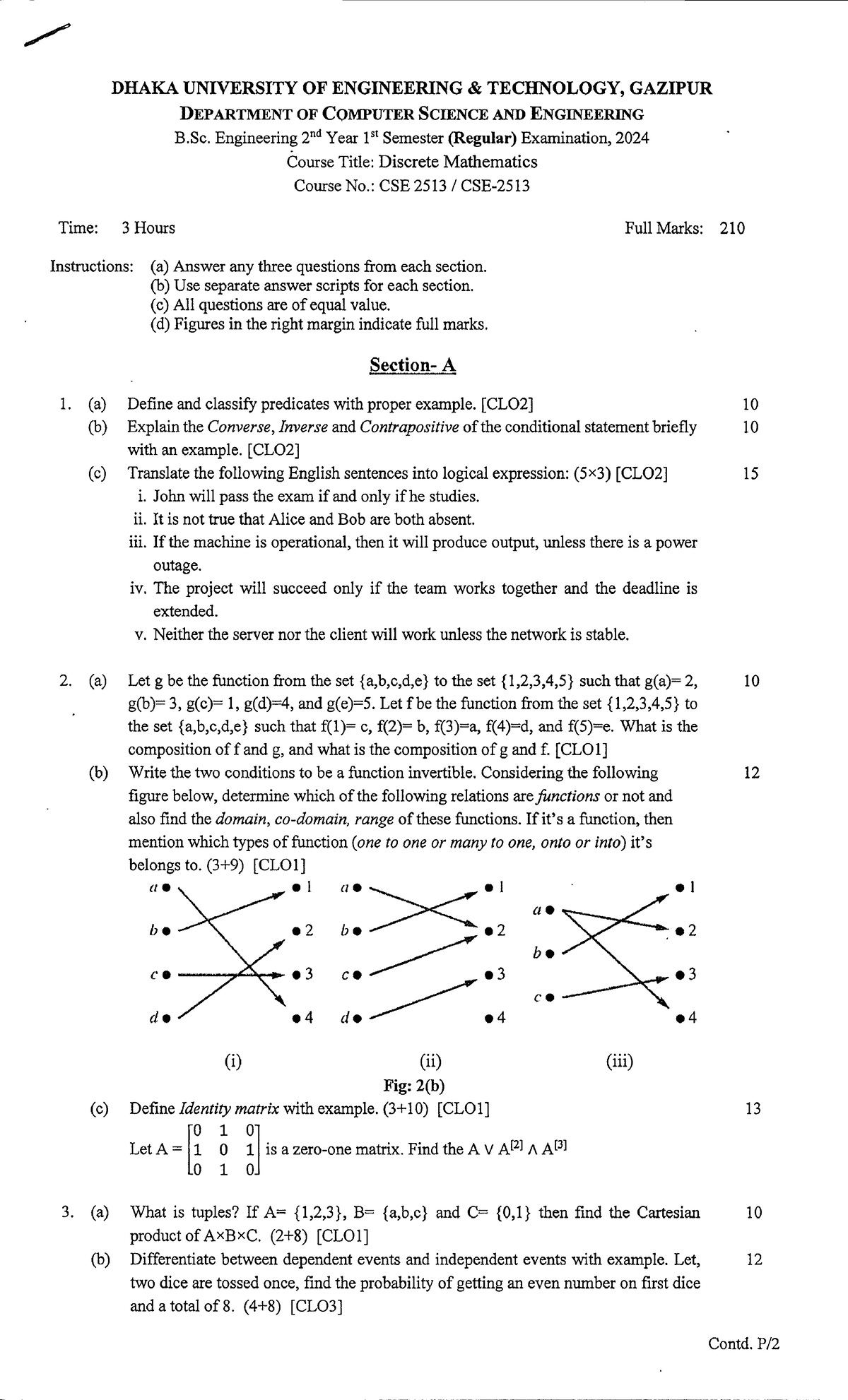 CSE 2513 Discrete Mathematics Regular Exam Notes - 2nd Year 1st Sem ...