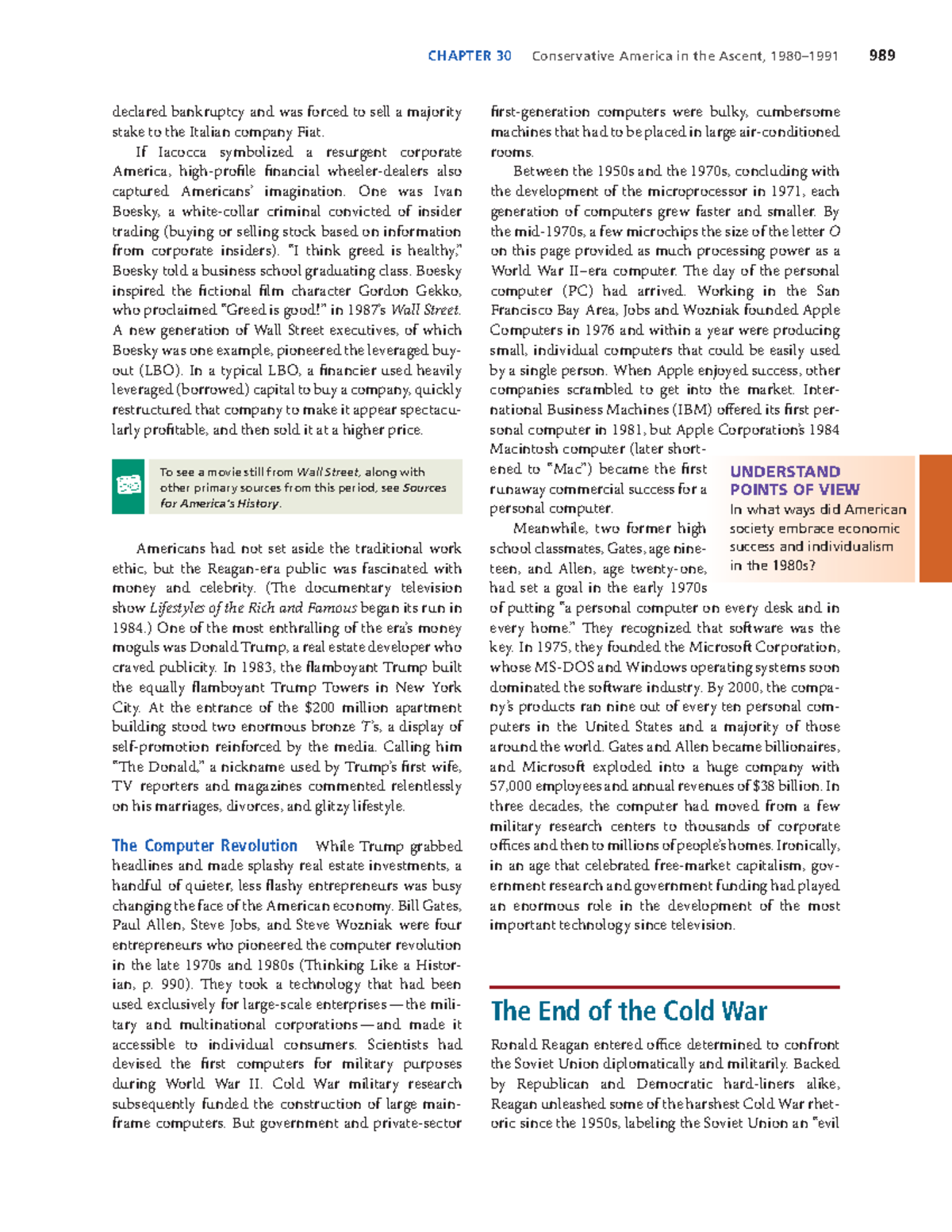Chapter 30: The Rise of Conservative America During the Cold War (1980 ...