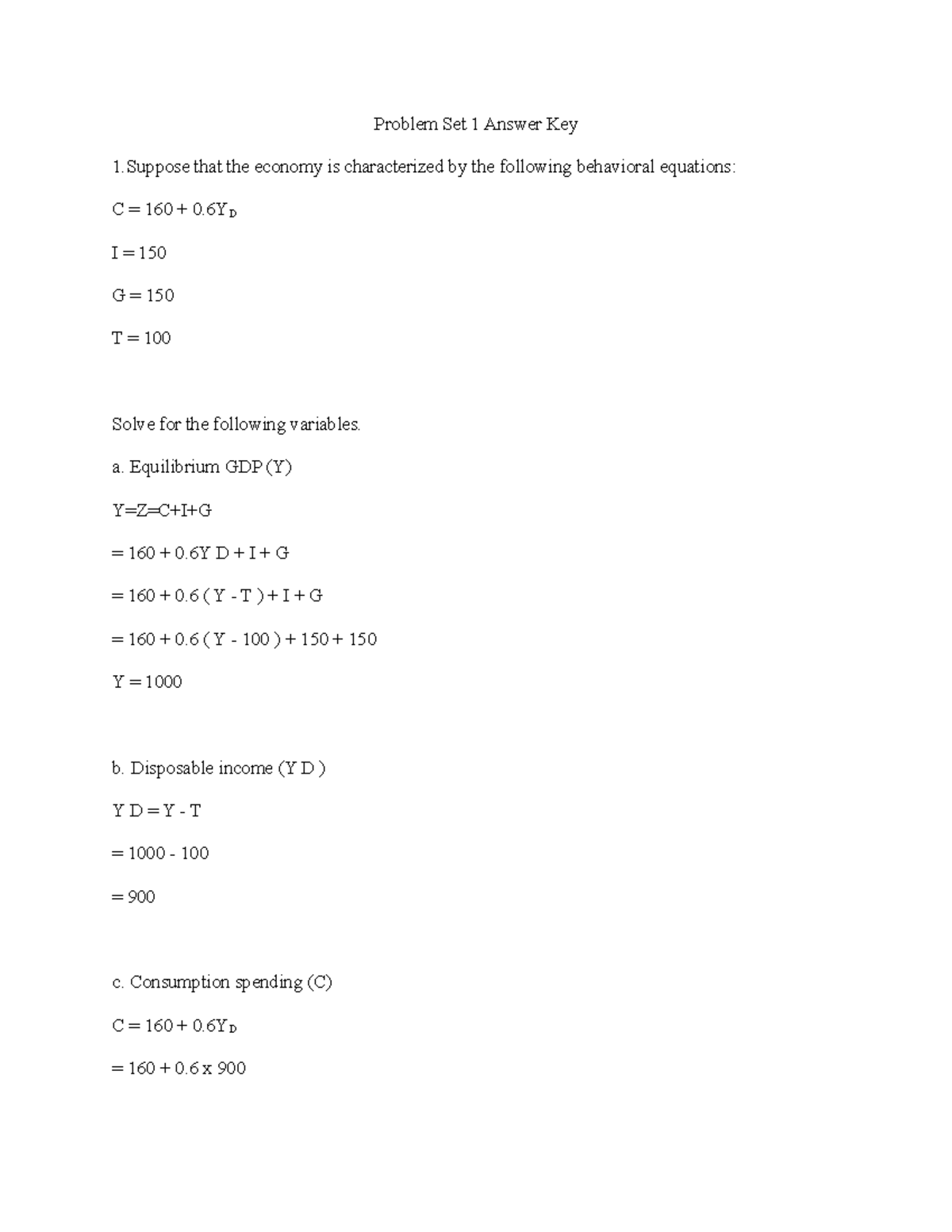 Problem Set 2 Answer Key (ECON 101) - Studocu