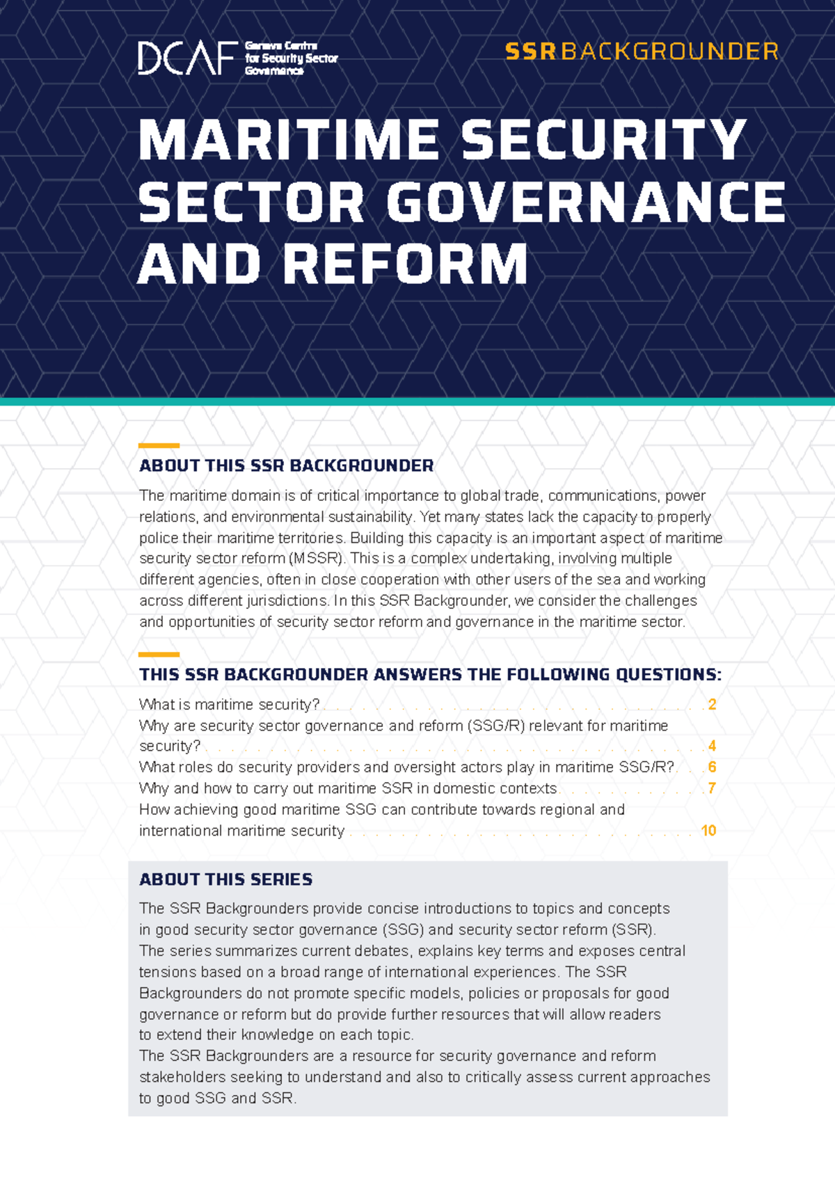 DCAF BG 24: Maritime Security Sector Governance & Reform Backgrounder ...