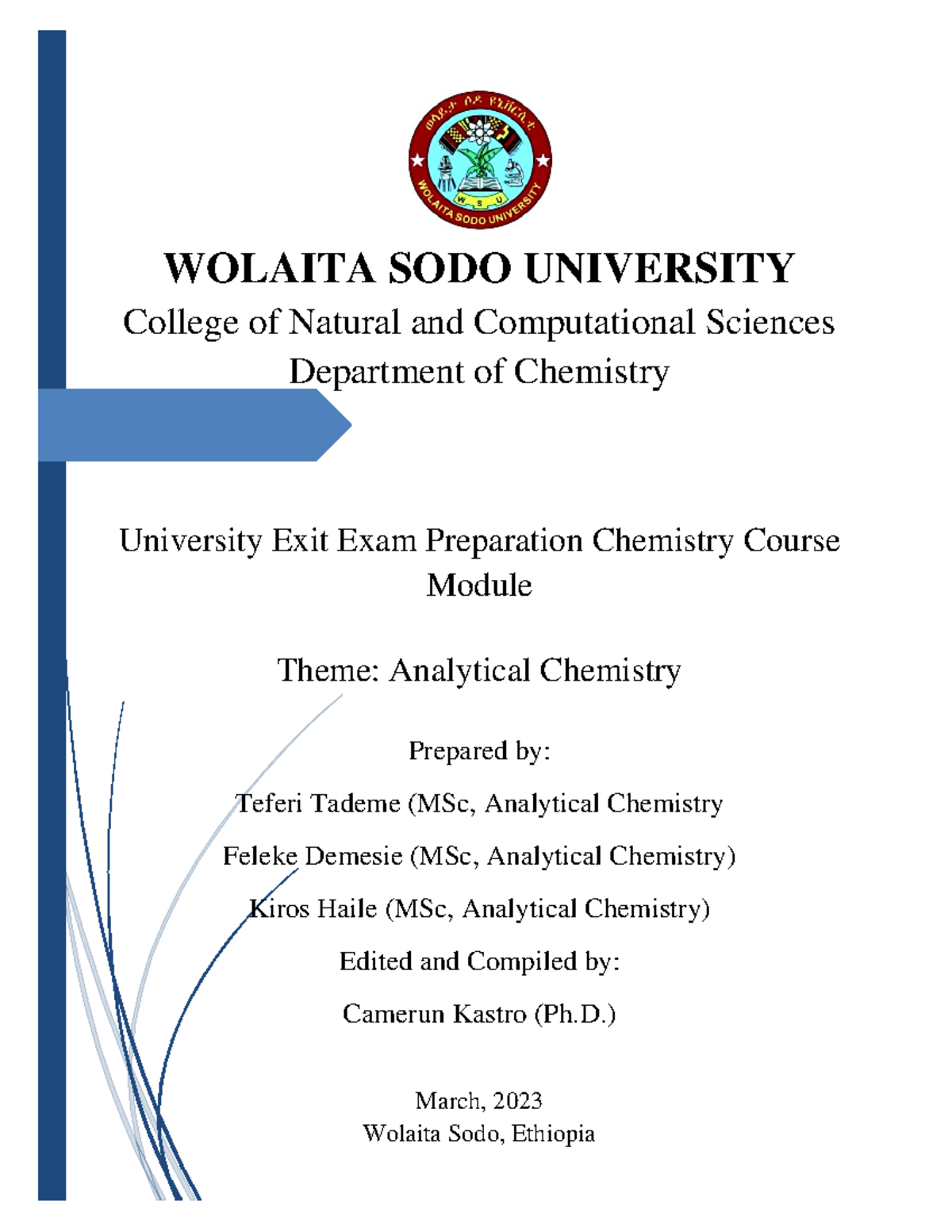 Analytical Chemistry Module for University Exit Exam Prep (CHEM 101 ...
