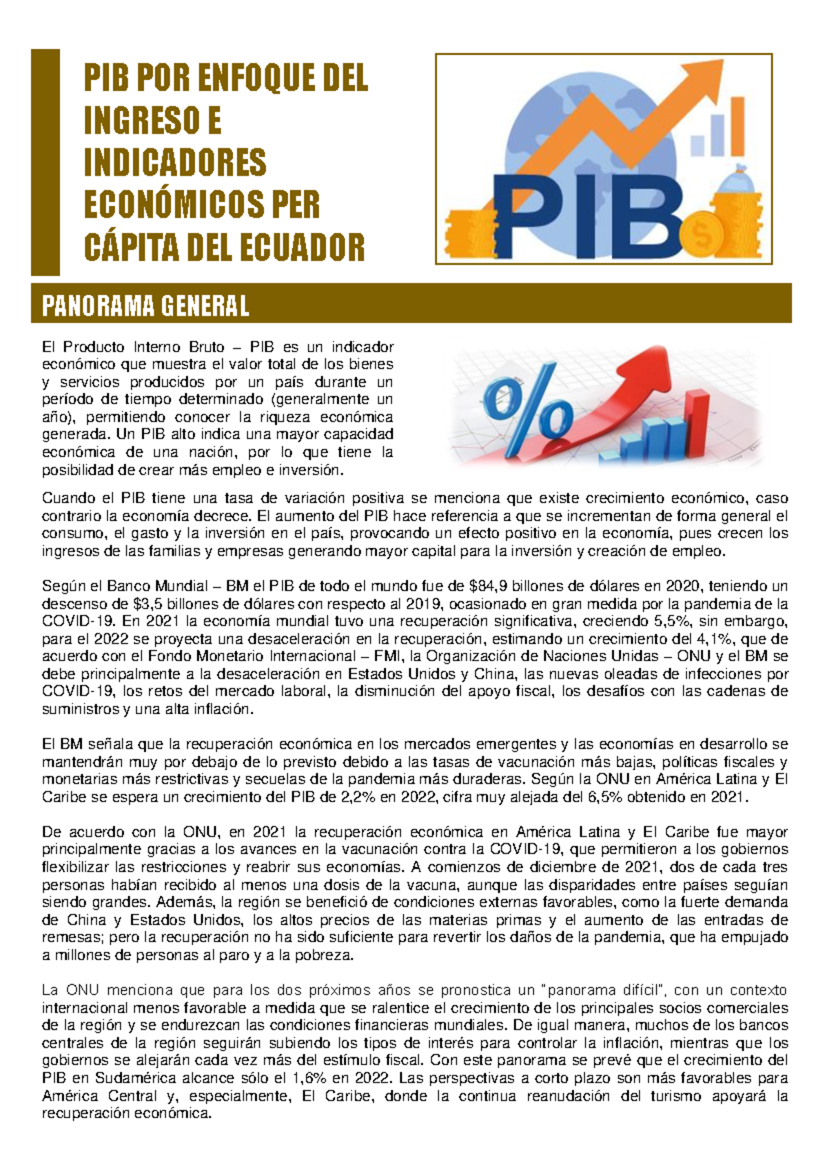 Análisis del PIB y los Indicadores Económicos Per Cápita en Ecuador ...