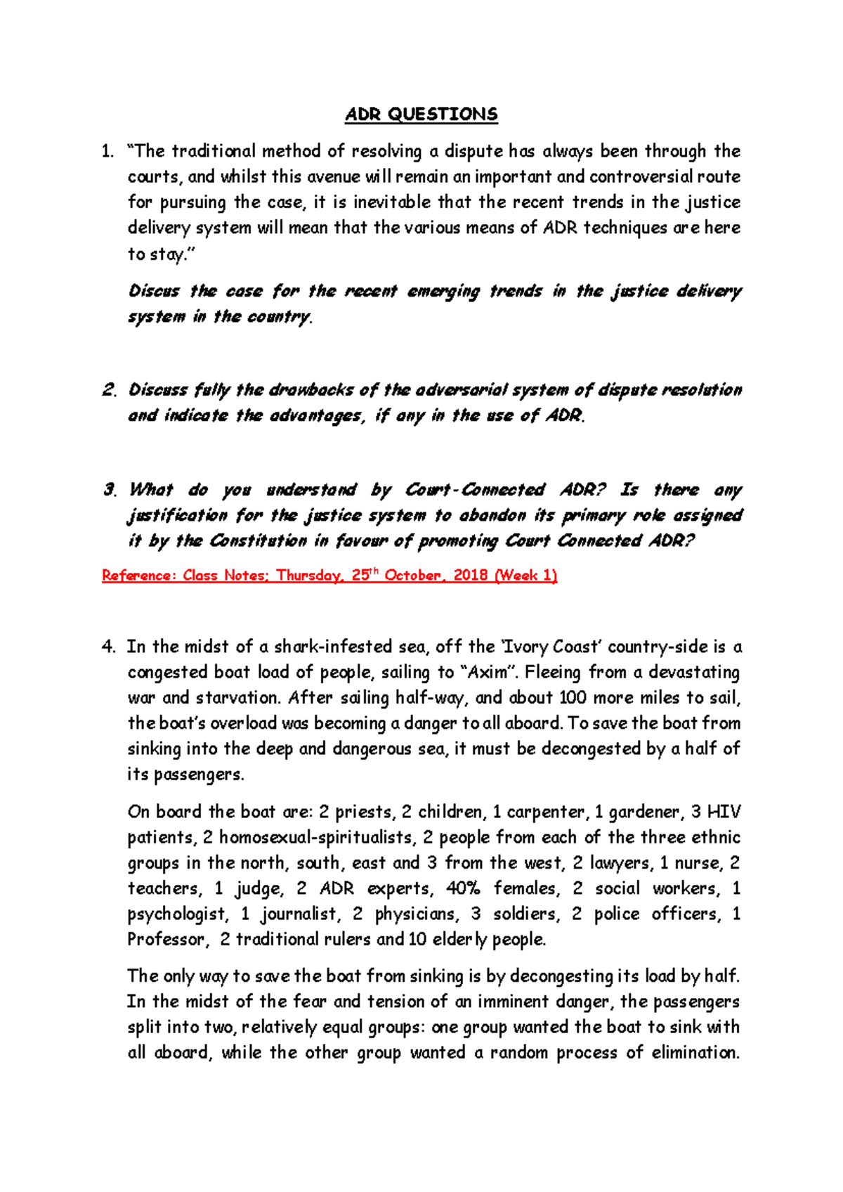 ADR Questions - Exploring Dispute Resolution Techniques - Studocu