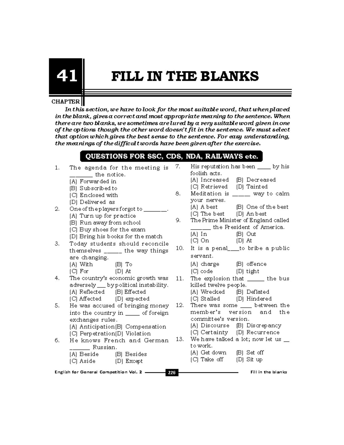 41 FILL IN THE BLANKS EXERCISES FOR COMPETITIVE EXAMS - Studocu