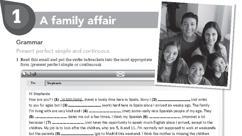 1 A Family Affair: Grammar Workbook on Present Perfect Simple ...