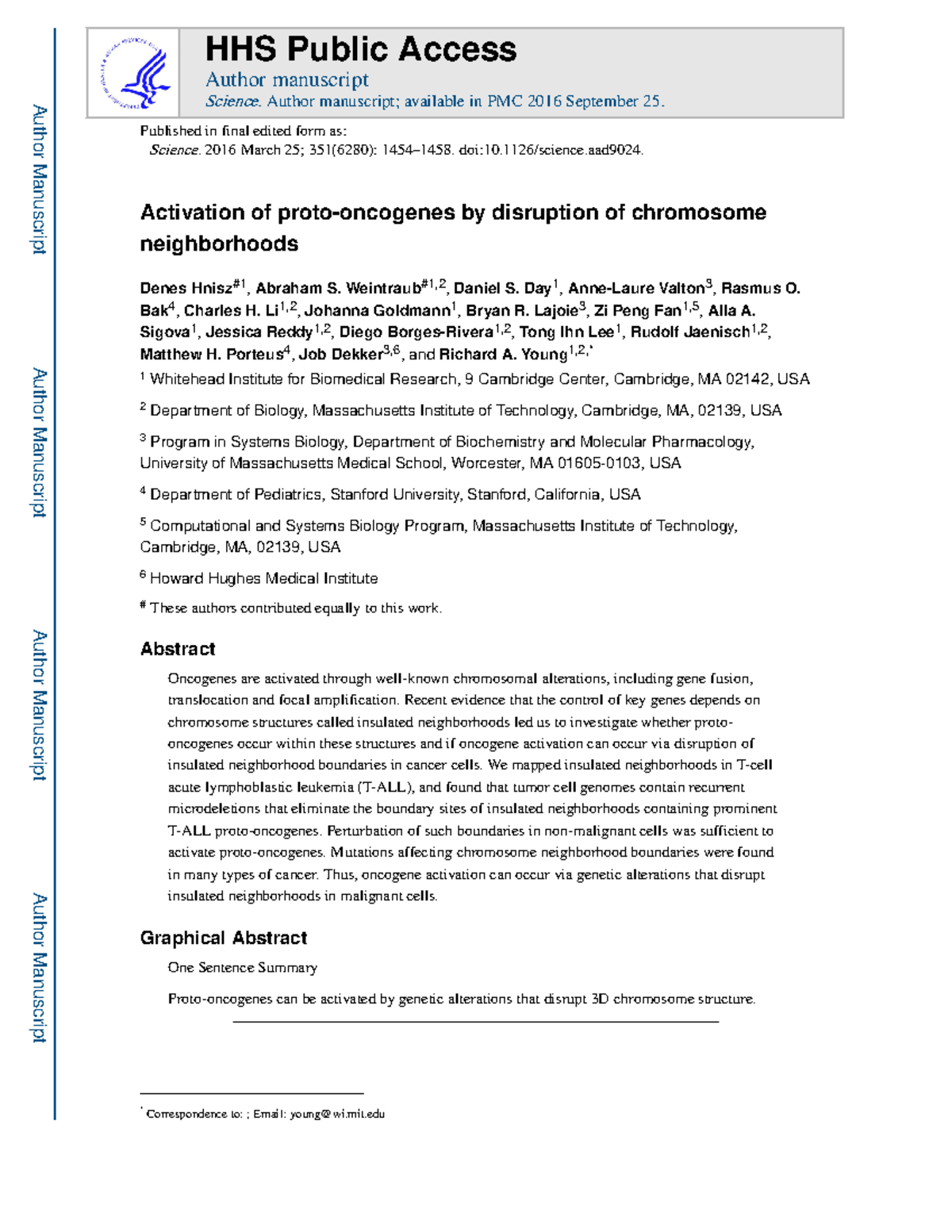 Science 2016: Activation of Proto-Oncogenes via Chromosome Neighborhood ...