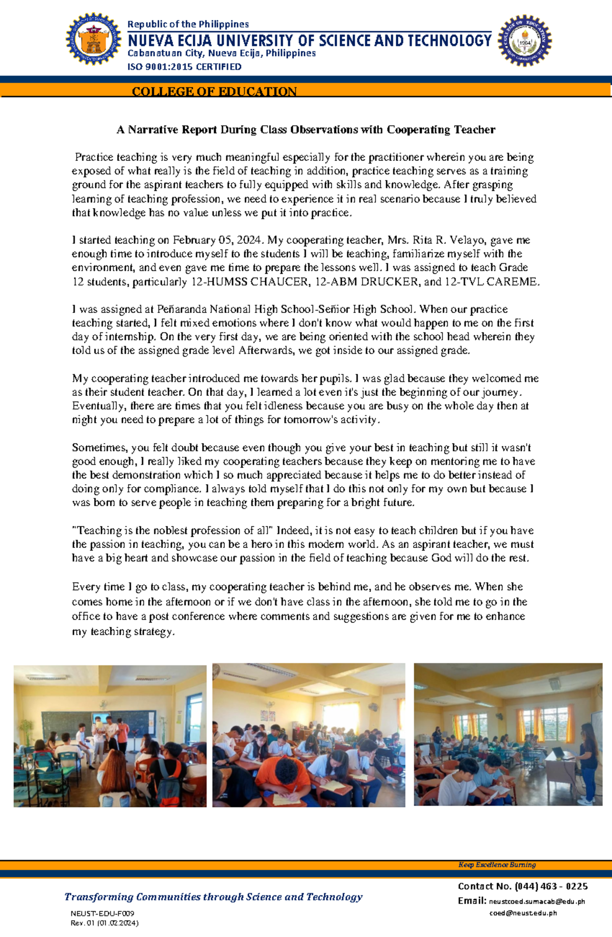 Final Demonstration Teaching Report for NEUST-EDU-F009 - Studocu