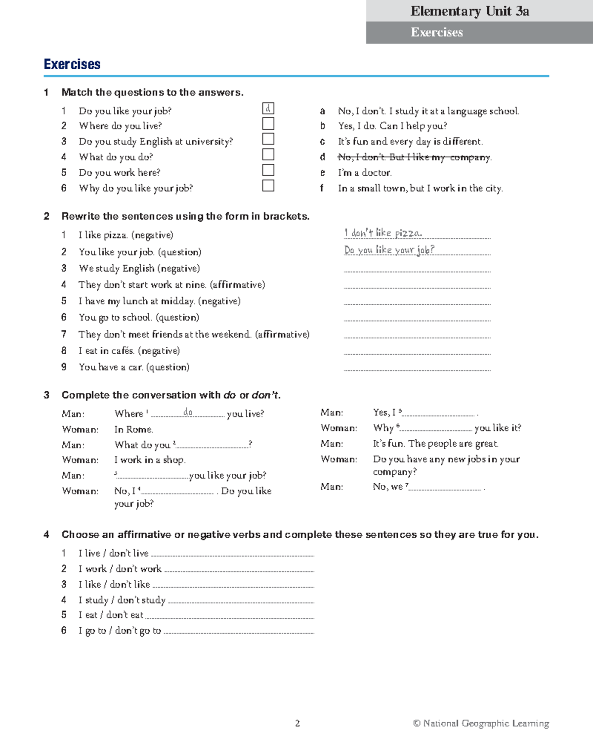 Present simple - Practica de ingles - 2 © National Geographic Learning ...