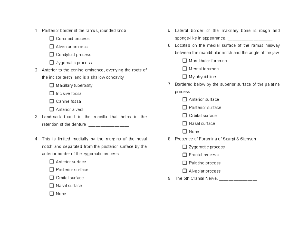 Oral Anatomy Answer Key: Essential Guide for Dental Students - Studocu