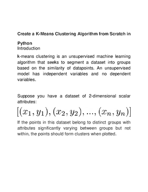 Assignment 1 - NPTEL - Assignment 1 Introduction to Machine Learning Prof. B. Ravindran Which of ...