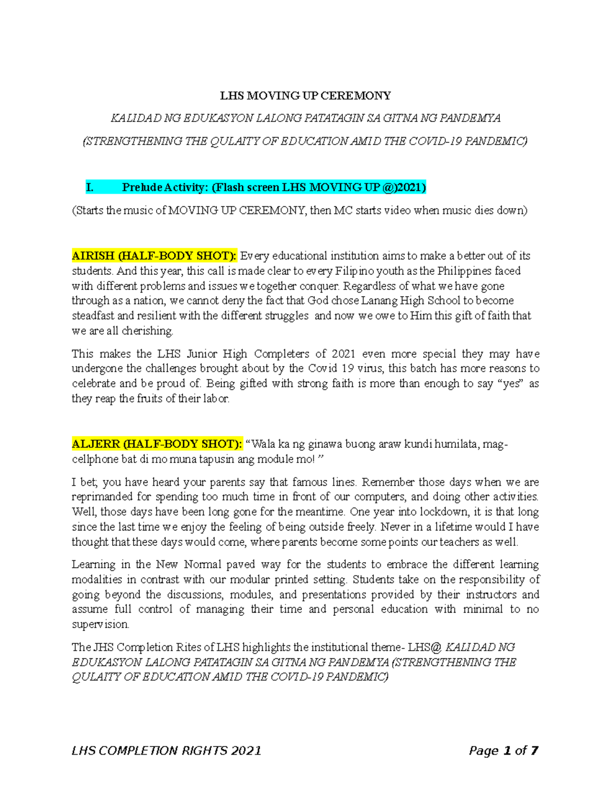 ( Final) LHS-Moving-Up-Script-SY-2020-2021 - LHS MOVING UP CEREMONY ...