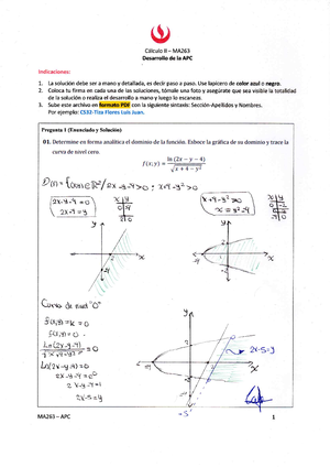 Cálculo II MA263: Desarrollo de la APC - Instrucciones y Ejemplo - Studocu
