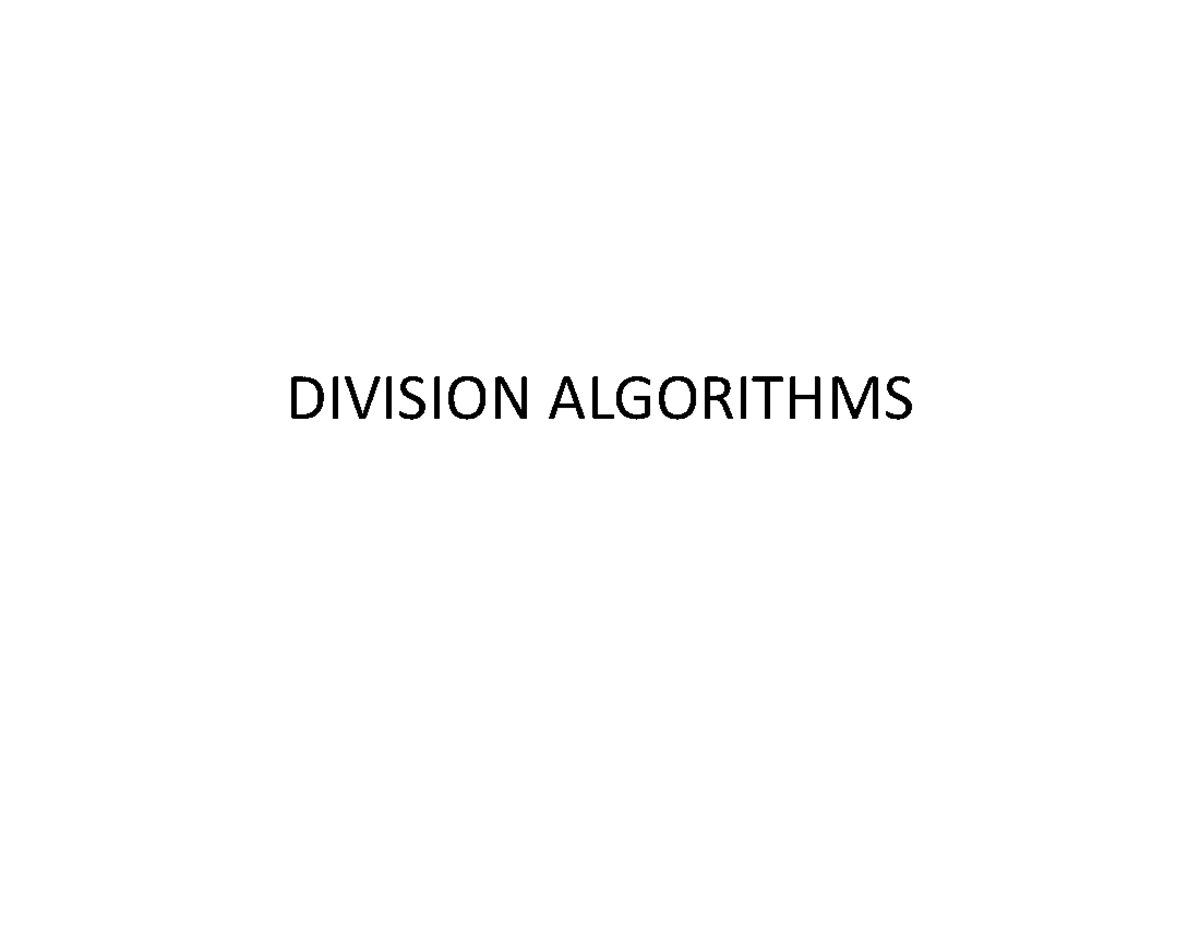 Division Algorithms: Restoring & Non-Restoring - 9-Restoring Division ...