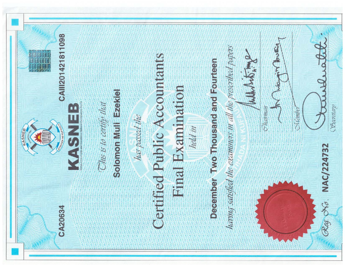 KASNEB CPA Part 3 Certification for Solomon Muli - Studocu