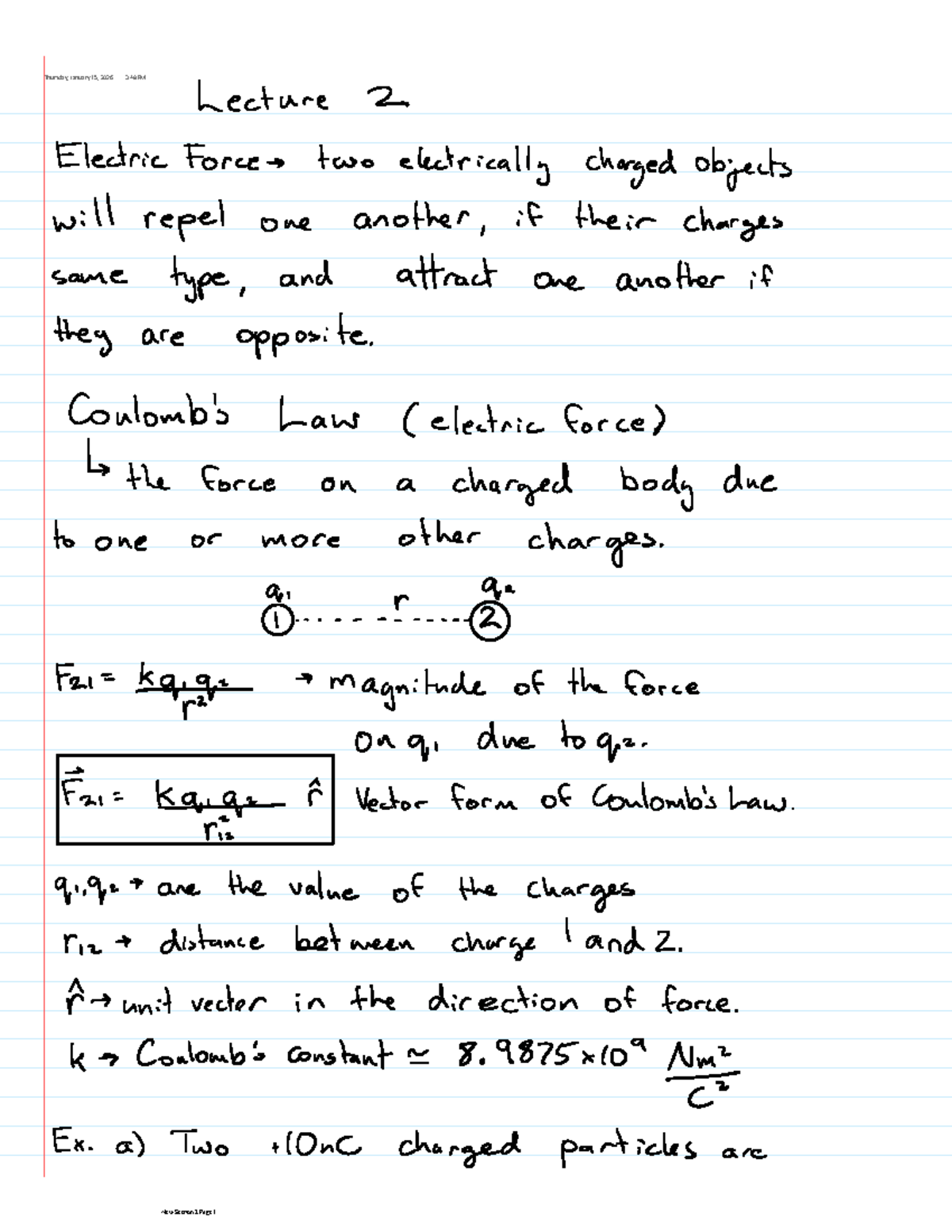 Lecture 2-2 - PHY1020U - Thursday, January 15, 2026 3:48 PM - Studocu