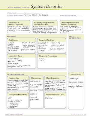 ACTIVE LEARNING TEMPLATE: CAD - Coronary Artery Disease Overview - Studocu