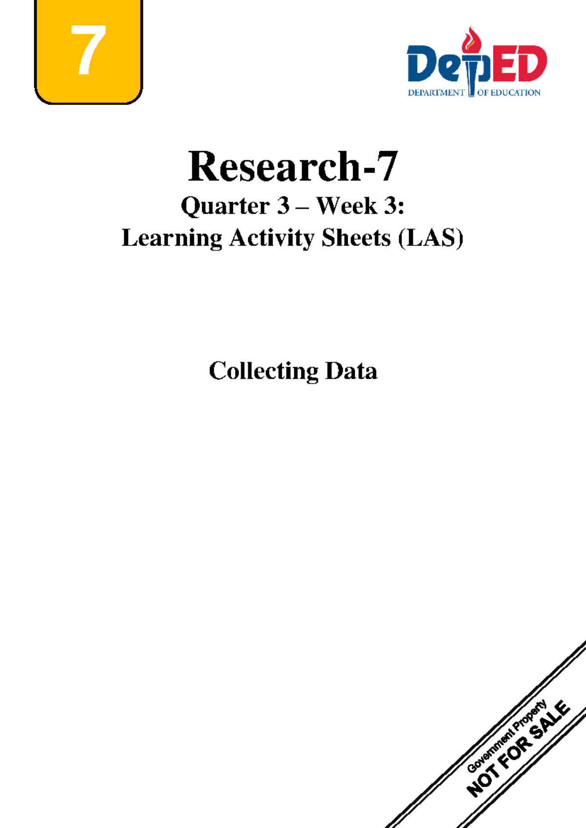7 Q3 W3: Learning Activity Sheets on Data Collection Methods - Studocu