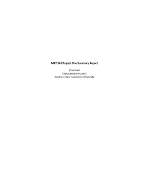 Project Two Report - MAT 243 Project Two Summary Report Richard Horveil ...