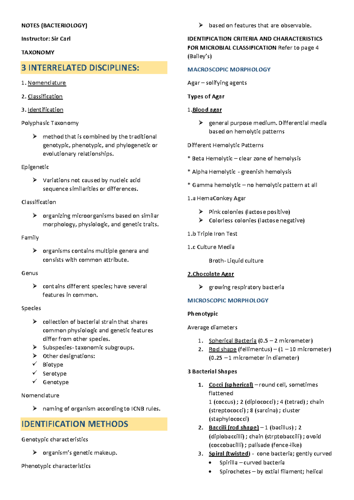 Bacteriology Study Notes (BACTE-Note-1) - Taxonomy & Identification ...