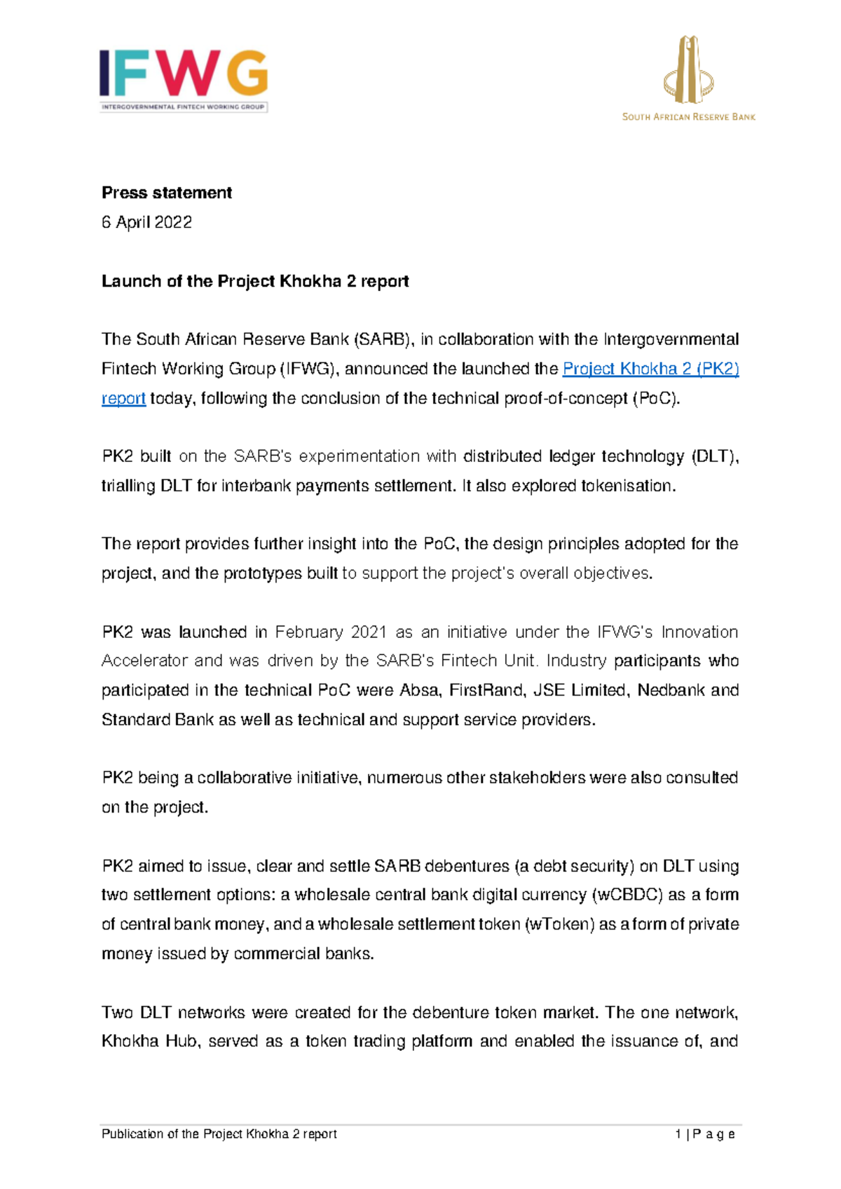 Project Khokha 2 Report media release 6 April 2022 - Publication of the ...