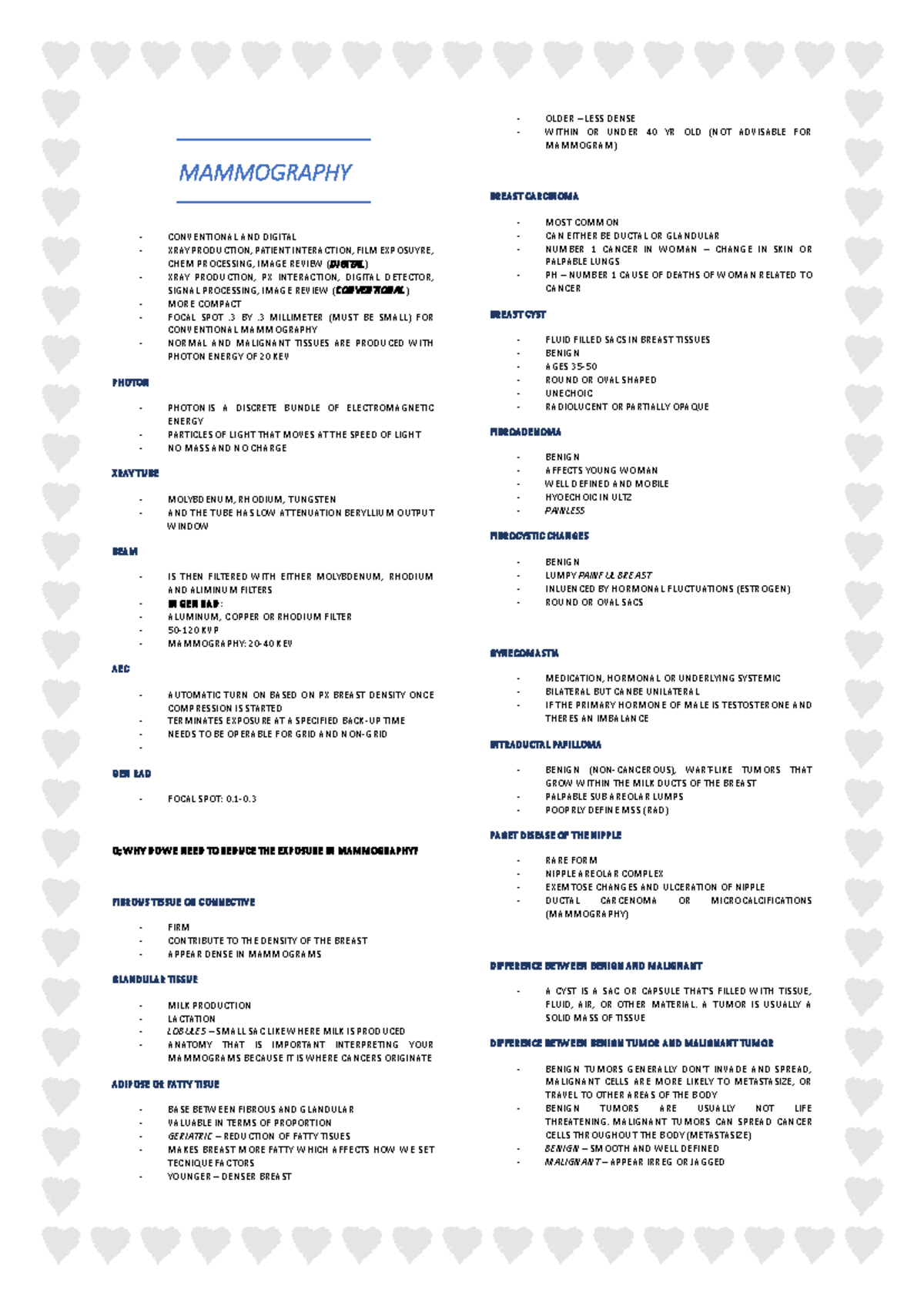 Mammography - LECTURE NOTES: Techniques, Patient Care, and Imaging ...