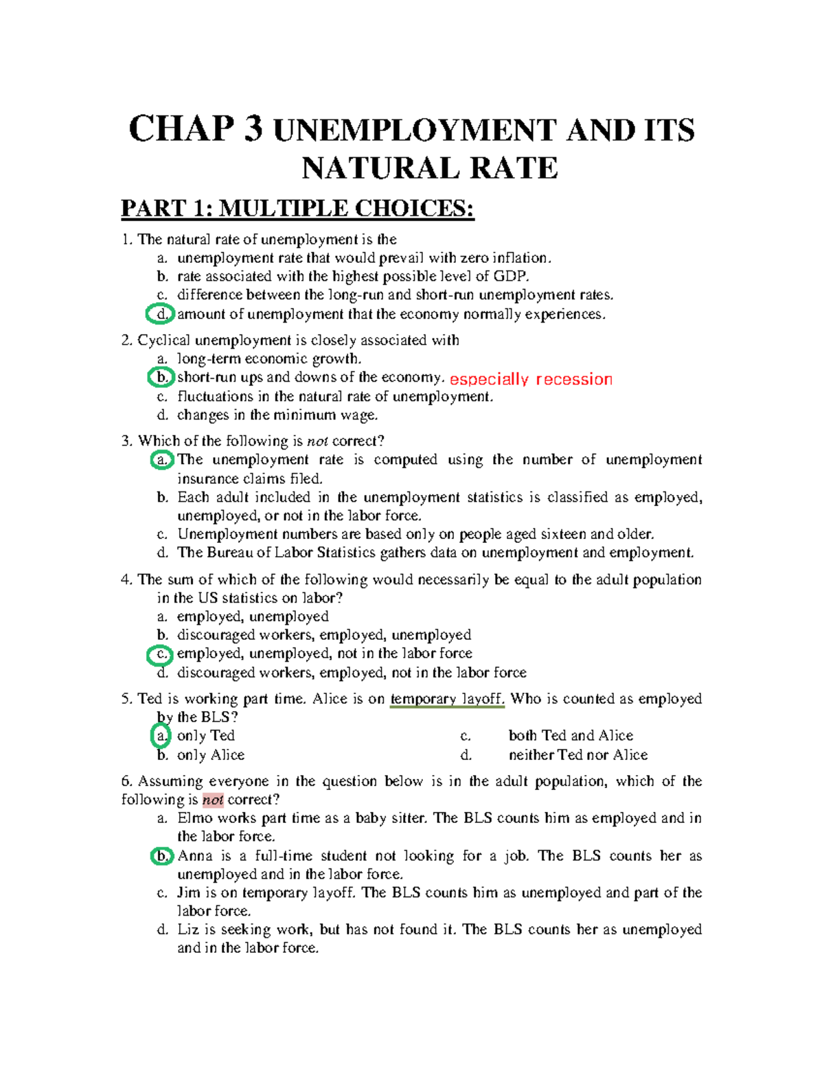 Excercise 3 macro - bài tập chap 3 - CHAP 3 UNEMPLOYMENT AND ITS ...