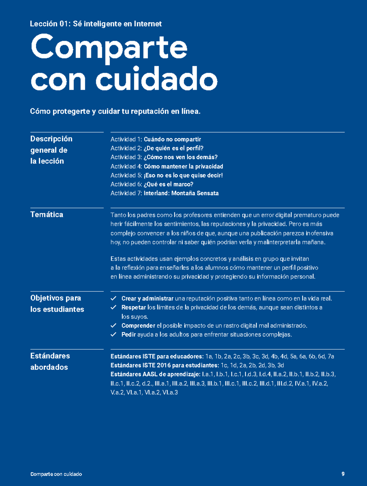 Lección 01: Comparte con Cuidado y No Caigas en Trampas en Internet ...