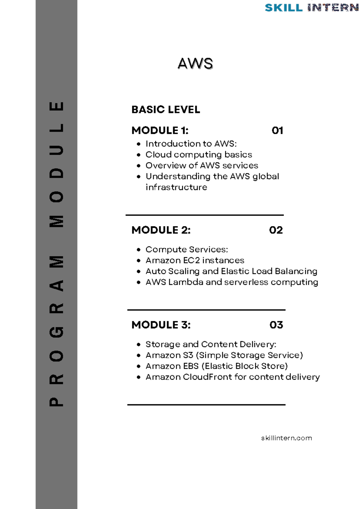 AWS Syllabus: Basic & Intermediate Level Modules Overview - Studocu