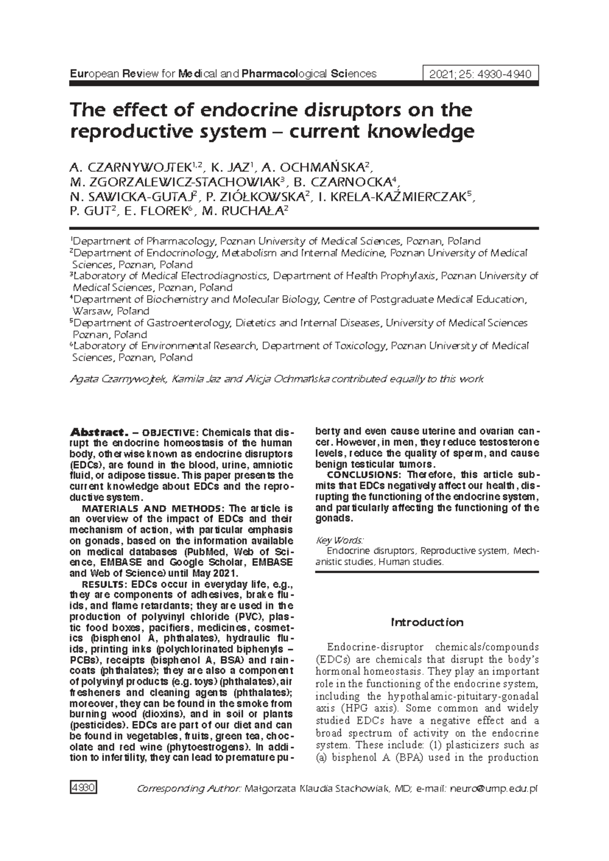 The Effect of Endocrine Disruptors on the Human Reproductive System ...