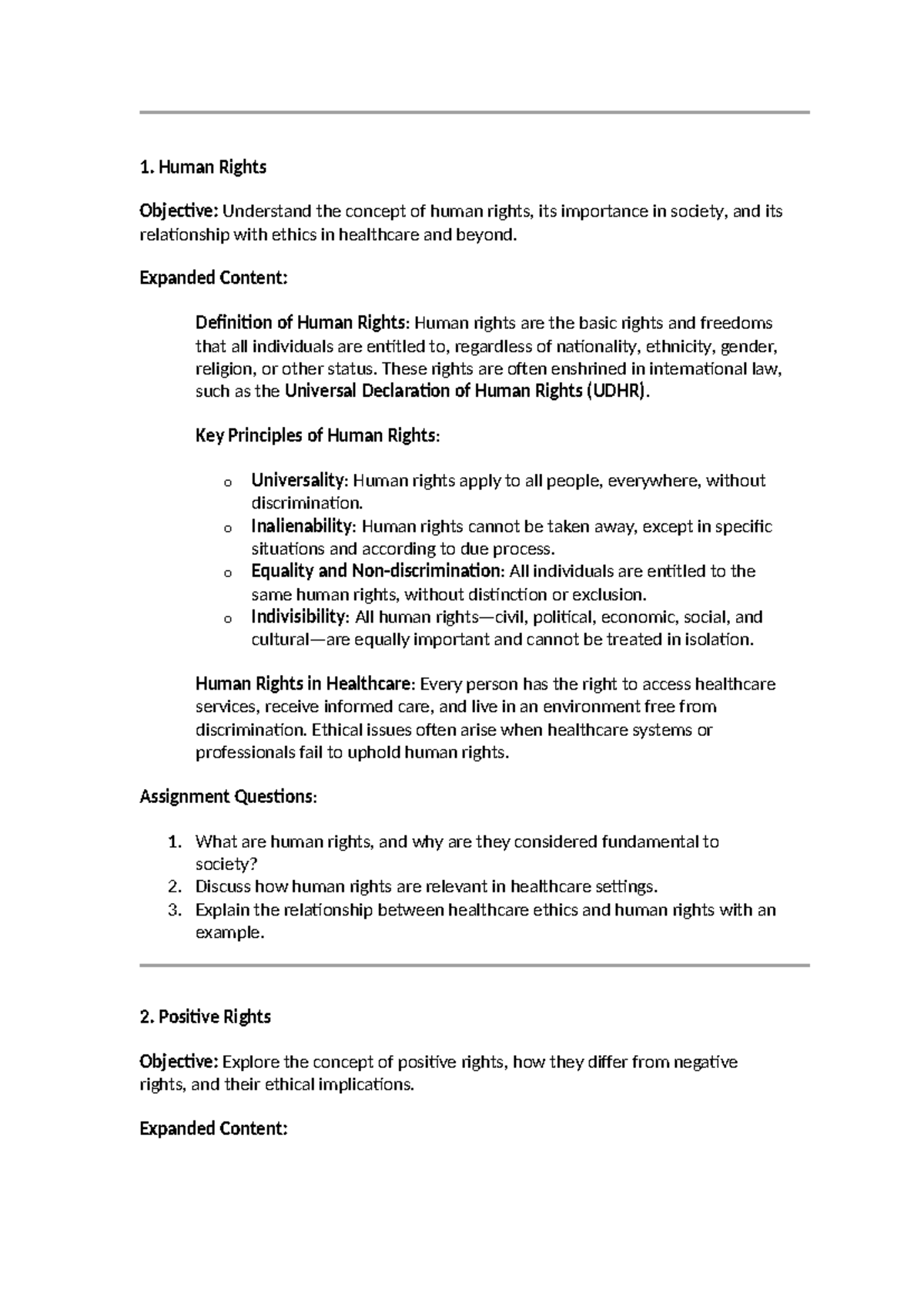 Ethic 2 - ABC - Human Rights Objective: Understand the concept of human ...