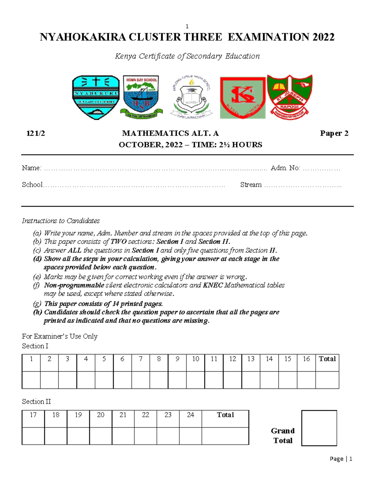 Mathpp 2 - Kenya Certificate of Secondary Education Math Exam 2022 ...