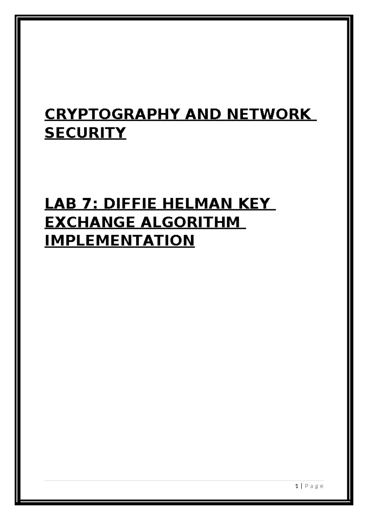 Cryptography & Network Security Lab 7: Diffie-Hellman Key Exchange ...