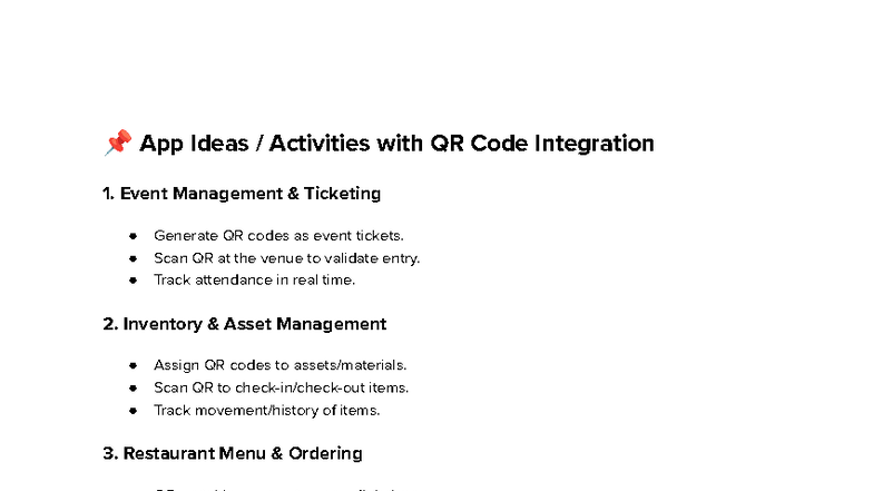 App Ideas: QR Code Integration for Various Activities - Studocu