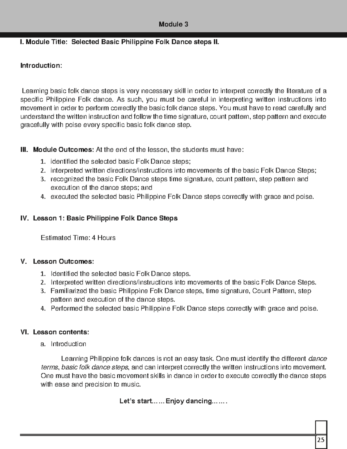 Unit 3 PE3 Final - Module 3: Basic Philippine Folk Dance Steps Guide ...