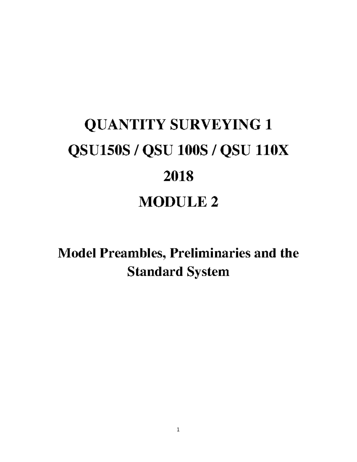 QSU150S - Model Preambles & Standard Systems in Quantity Surveying ...