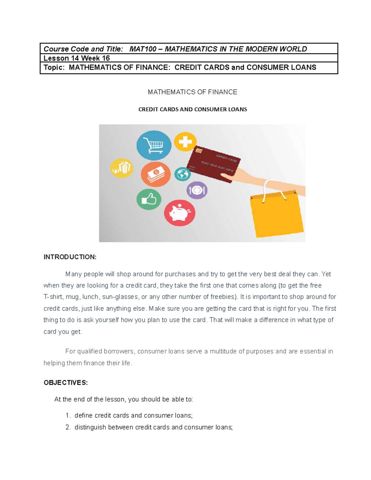 MAT100 Lesson 14: Finance Math - Understanding Credit Cards & Loans ...