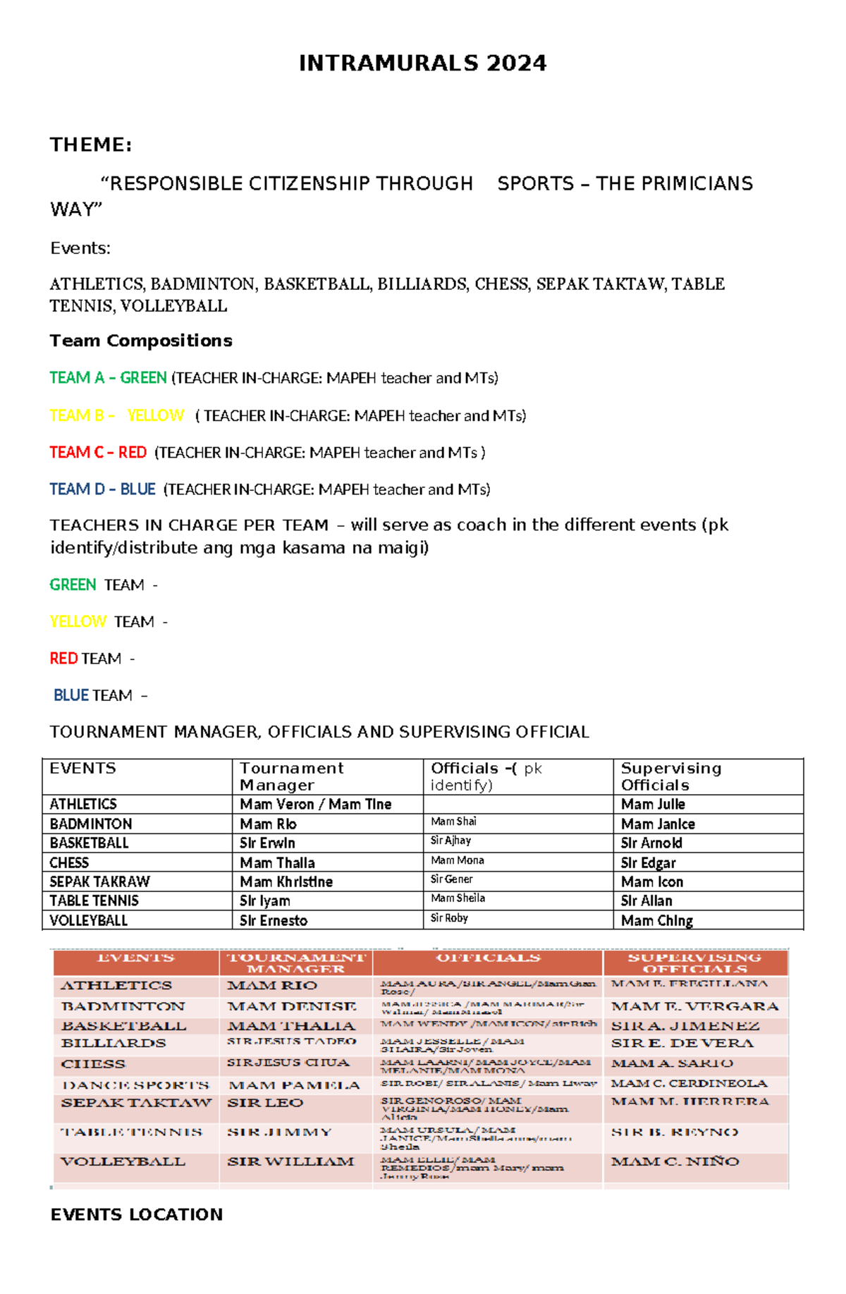INTRAMURALS 2024: Responsible Citizenship Through Sports Guidelines ...