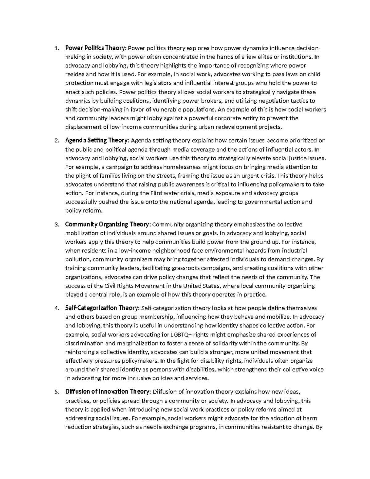 AALA Theories - ADVOCACY AND LOBBYING - Power Politics Theory: Power ...