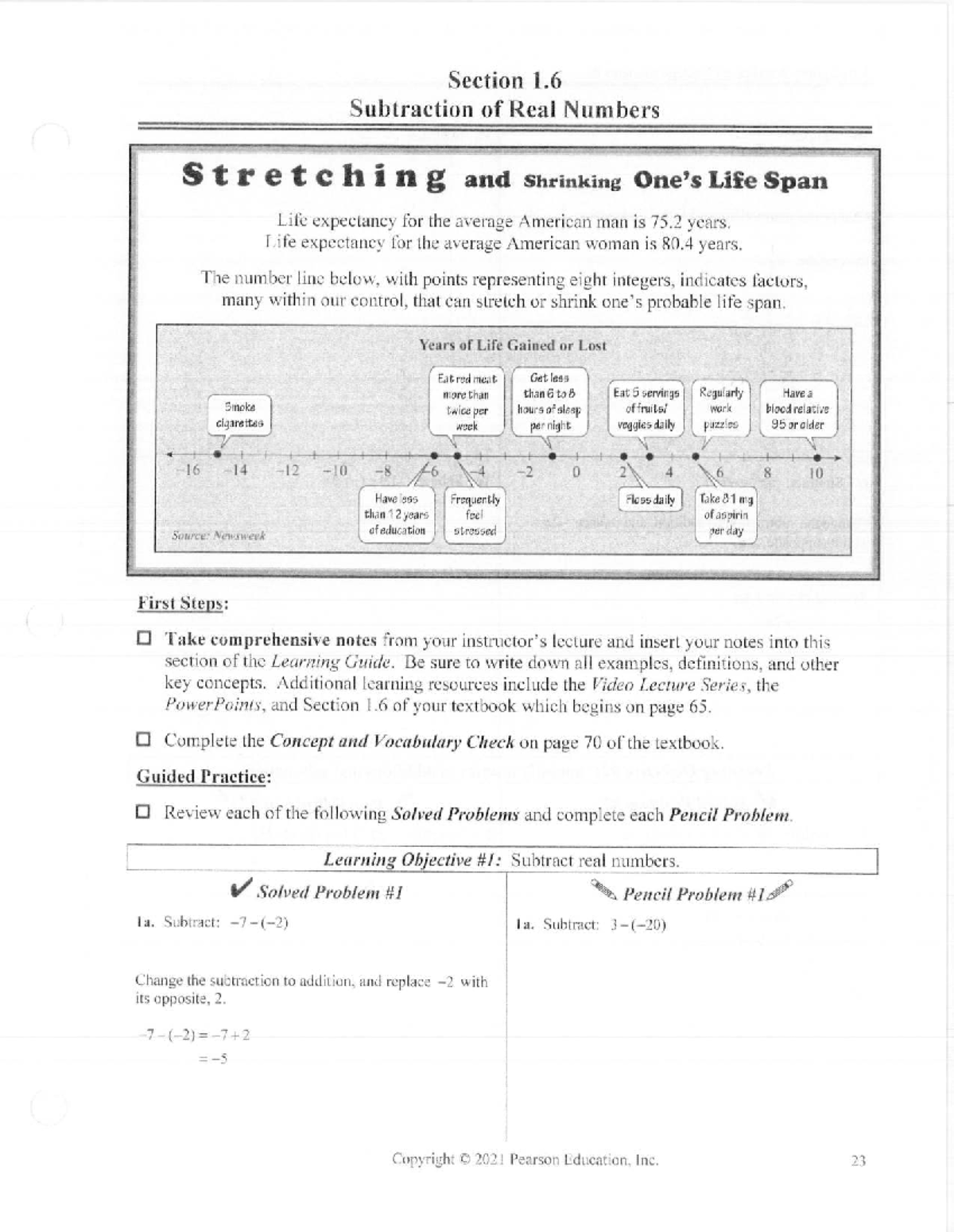 Course Notes and Study Guide for [Course Code] Section 1.6: Subtraction ...