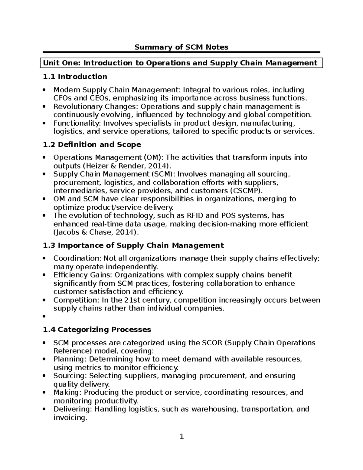 SCM 101: Comprehensive Summary of Supply Chain Management Units - Studocu