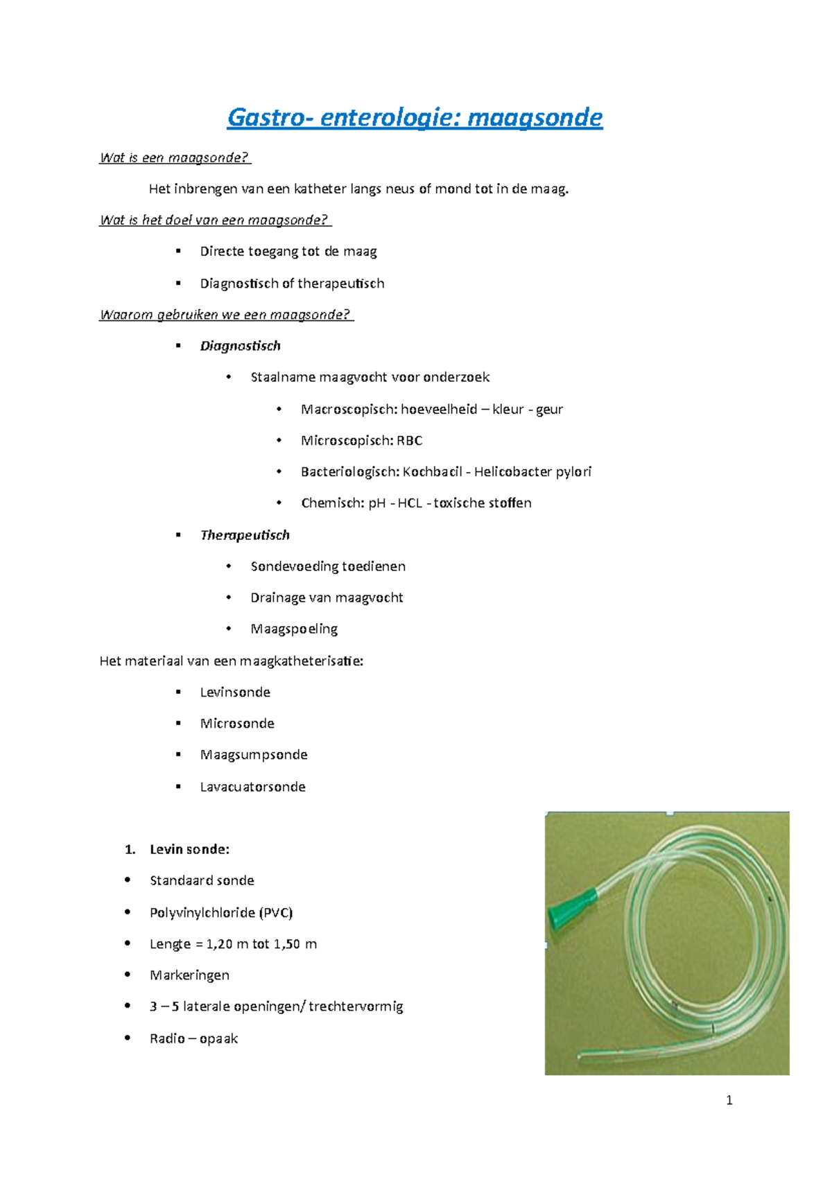 Gastro enterlogie maagsonde - Gastro- enterologie: maagsonde Wat is een ...