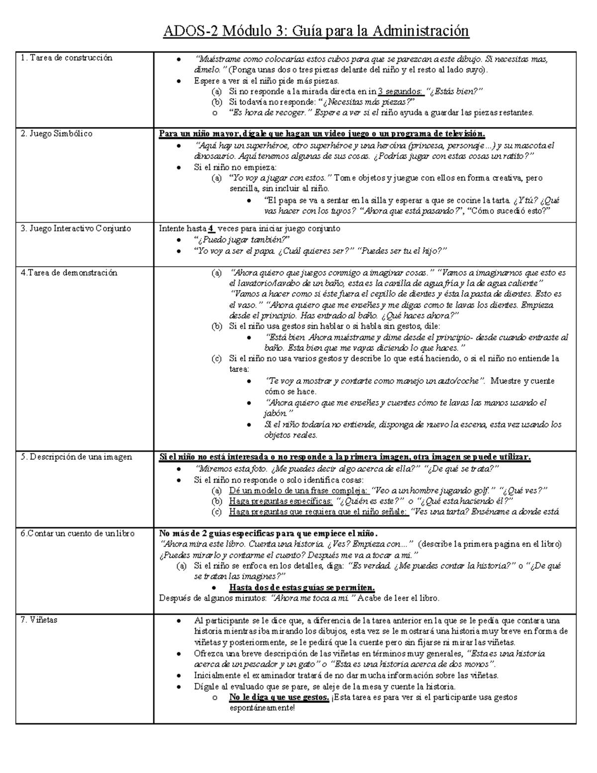 Guía de Administración del ADOS-2 Módulo 3: Actividades y Ejercicios ...
