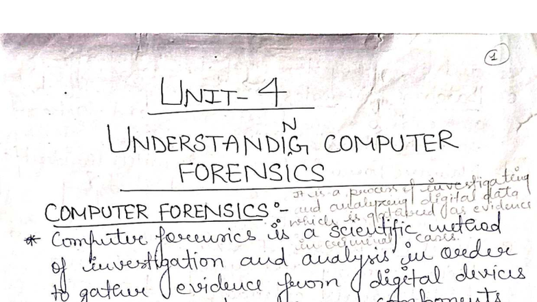 Unit 4: Understanding Computer Forensics in Cyber Security - Studocu