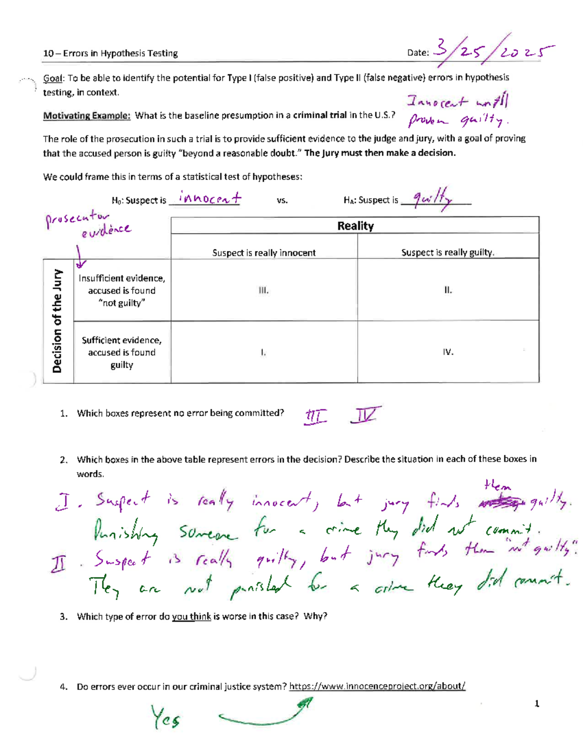 Errors in Hypothesis Testing: Understanding Type I and II Errors - Studocu