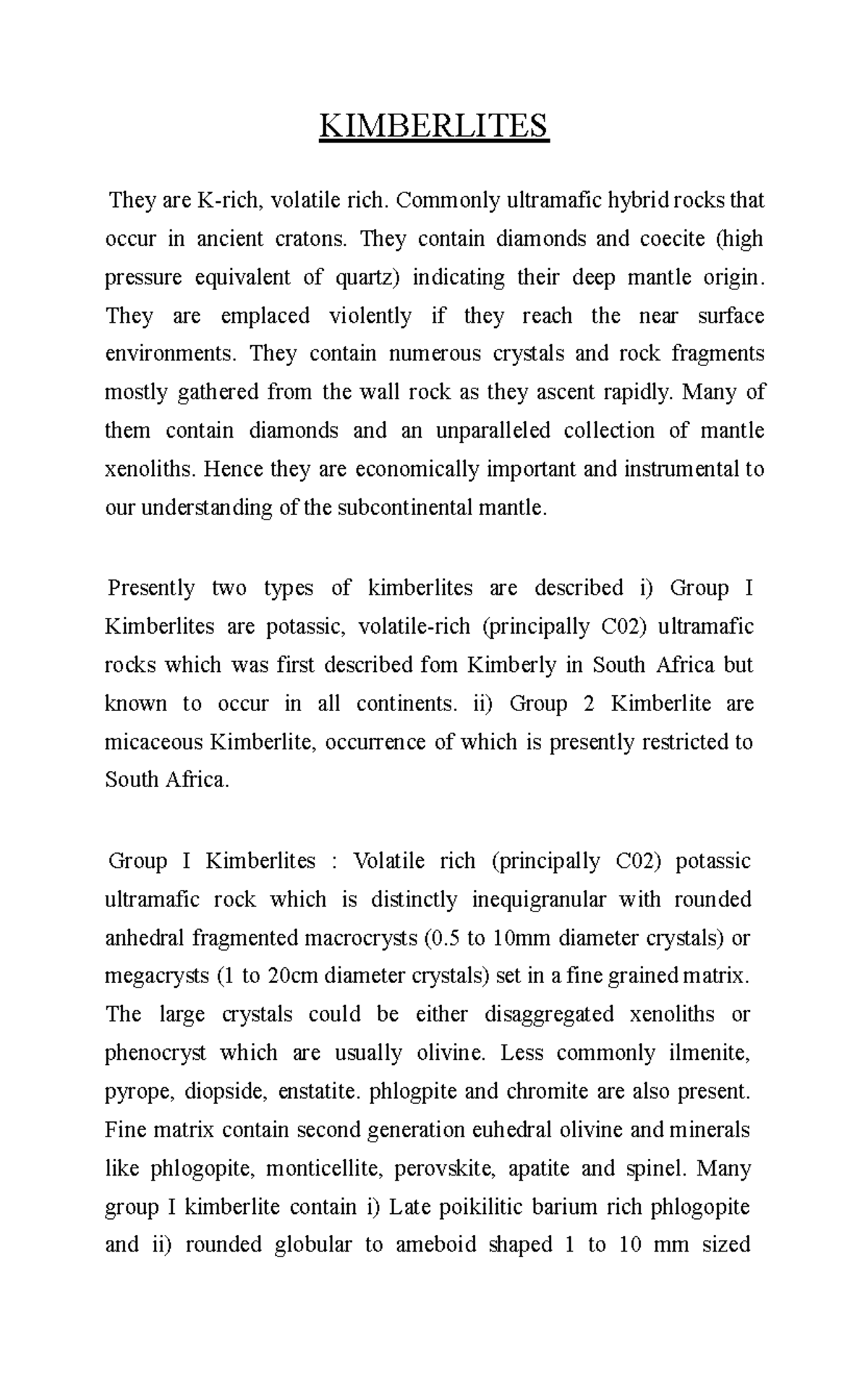 Kimberlites: Detailed Analysis of Their Types and Economic Importance ...