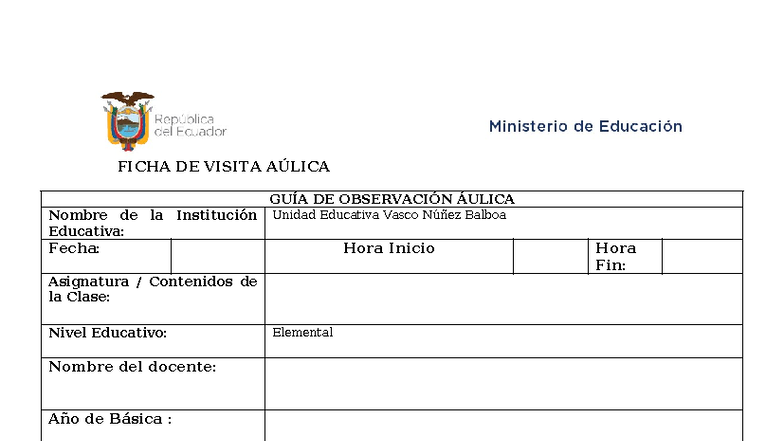 Guía de Observación Aúlica para Inicial - Unidad Educativa 2023 - Studocu